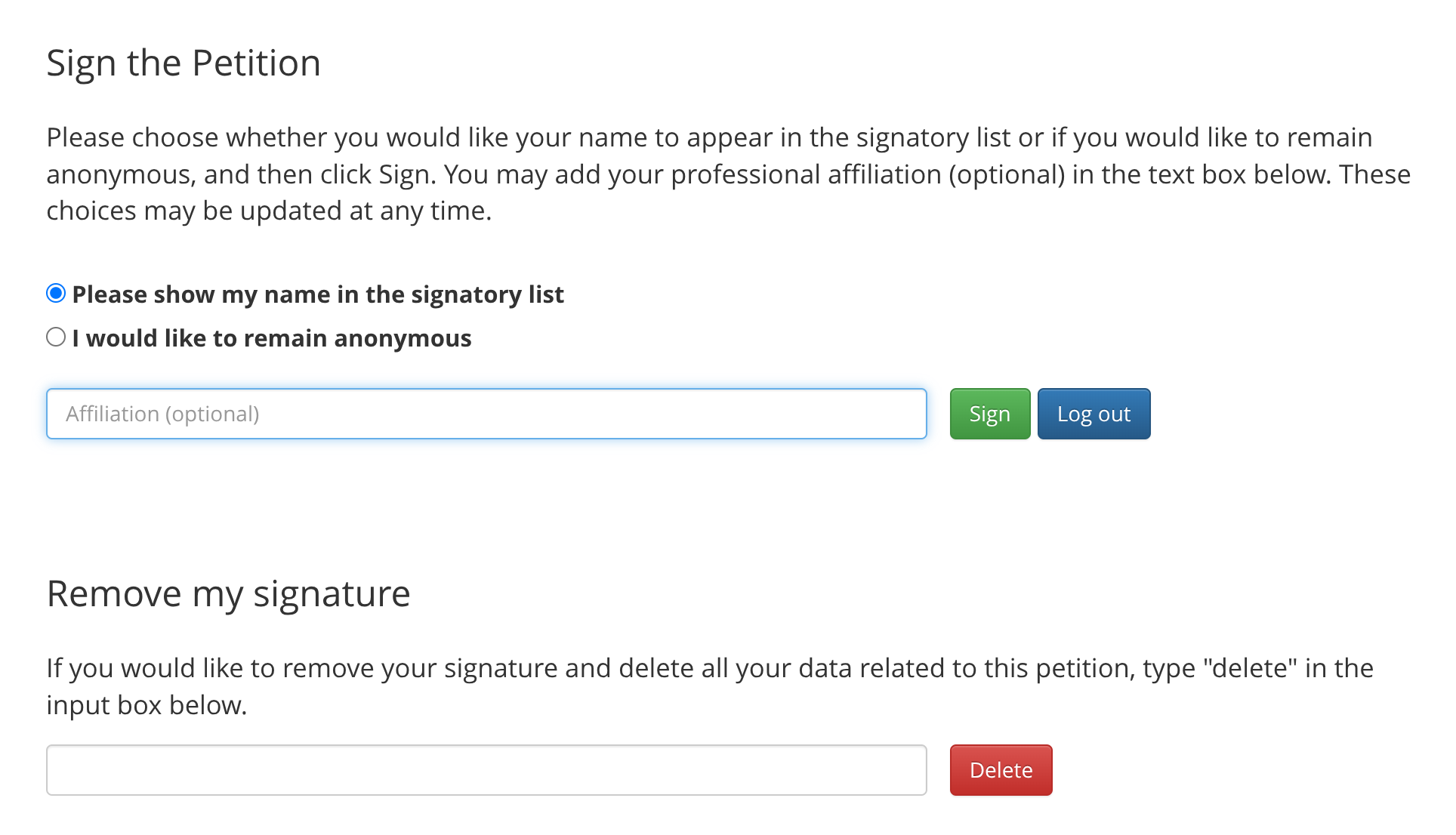 Signatories: Open source signing of statements and petitions for ...